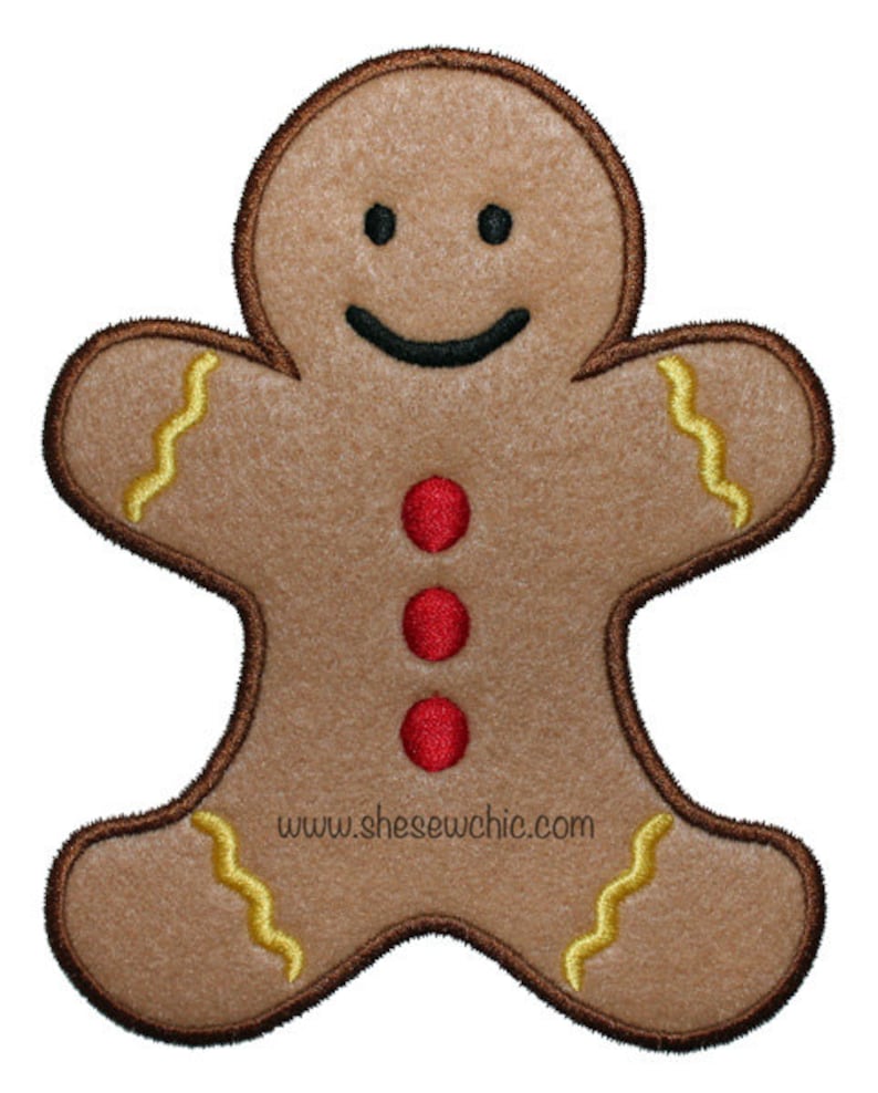 Gingerbread Boy Applique Machine Embroidery Design File - Etsy
