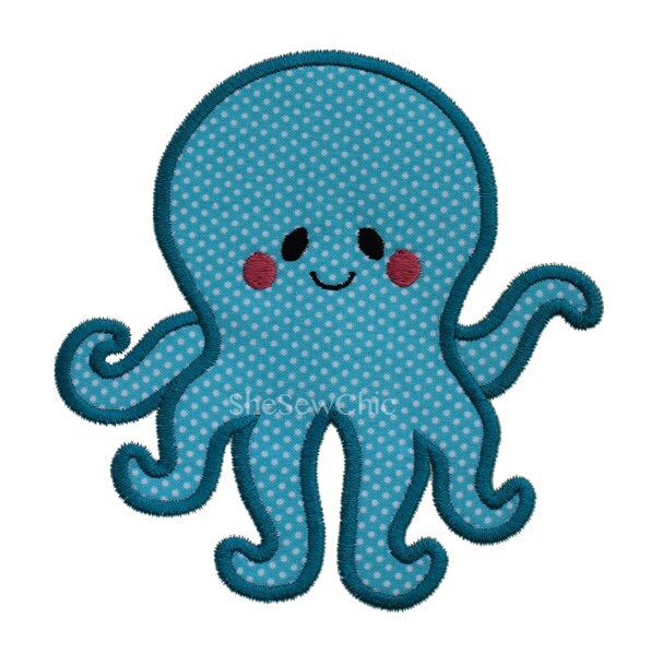 Octopus Machine Applique Embroidery Design 3 Sizes 076 | Etsy
