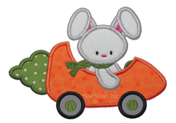 Bunny Riding in a Carrot Car Perfect for Easter and Spring | Etsy