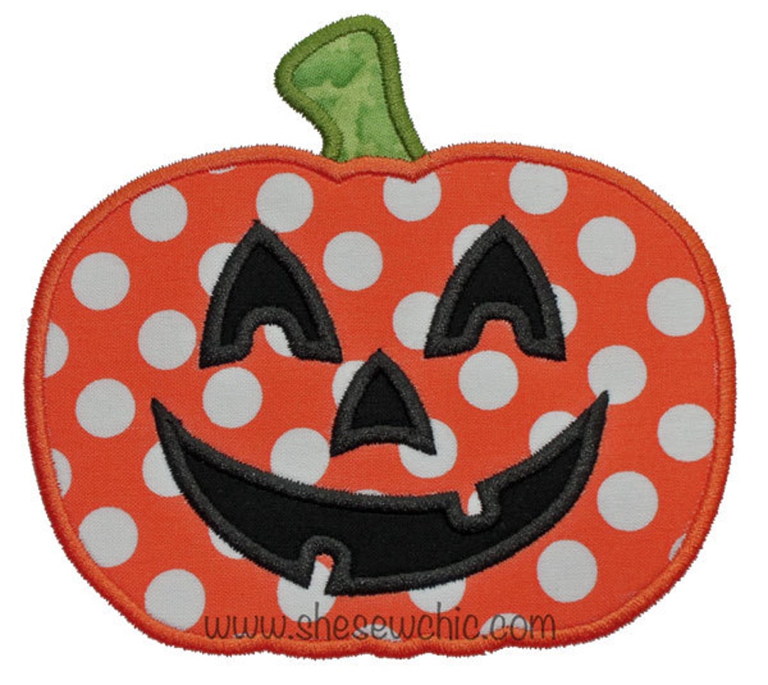 Jack O' Lantern Pumpkin- Halloween Digital Applique Embroidery Design ...