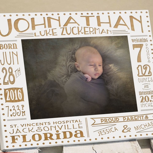 Birth Announcement Frame Personalized Baby Picture Frame - Etsy