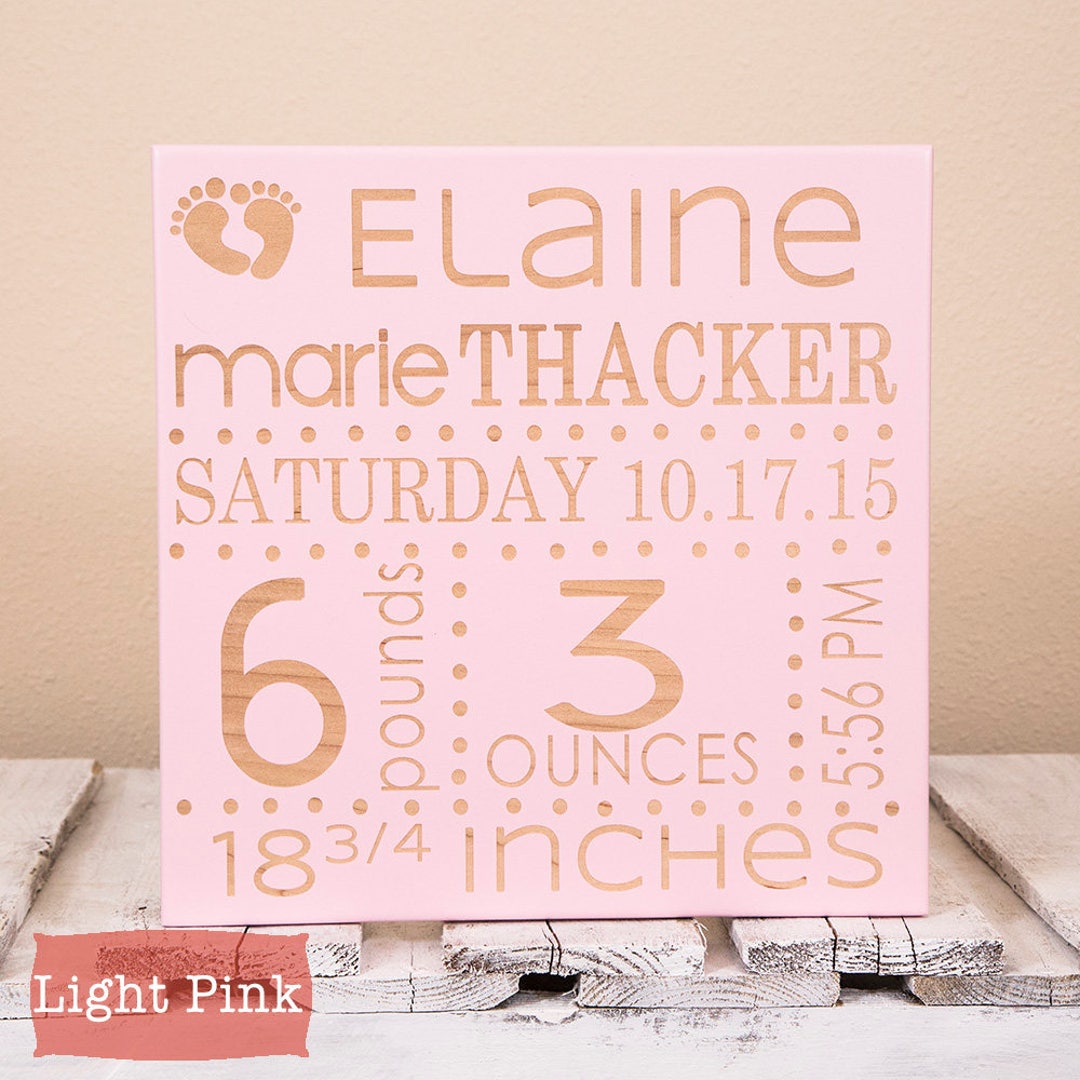 Personalized Wooden Sign for Newborn - Customized Birth Announcement ...