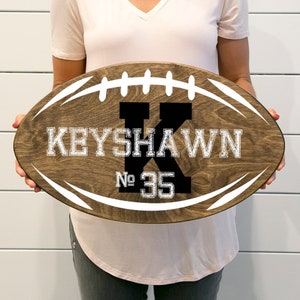 Personalized Football-shaped Sign | Rustic Man Cave Sign | Football ...