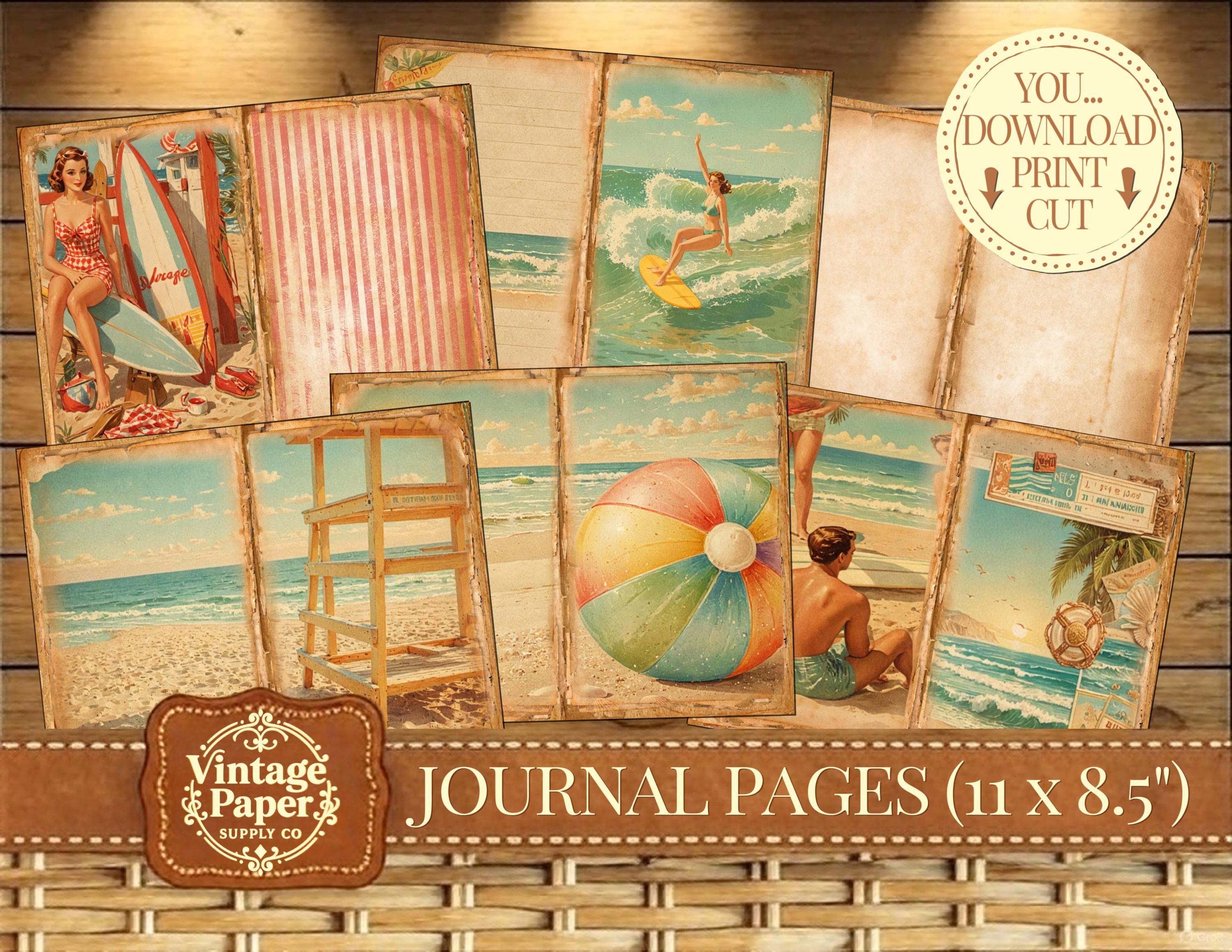 Vintage Beach Junk Journal Kit, Printable Junk Journal, Beach Ephemera ...