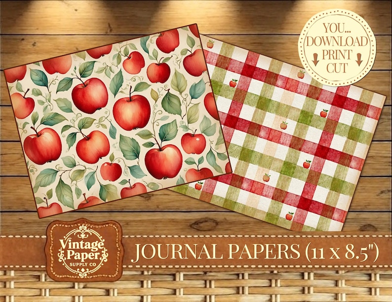 Antique Apples Shabby Paper, Junk Journal, Printable, Scrapbook Paper ...