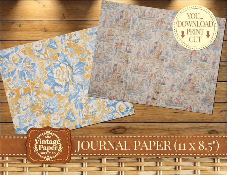 Vintage Colonial Wallpaper Junk Journal Paper, Scrapbook Paper, Floral ...