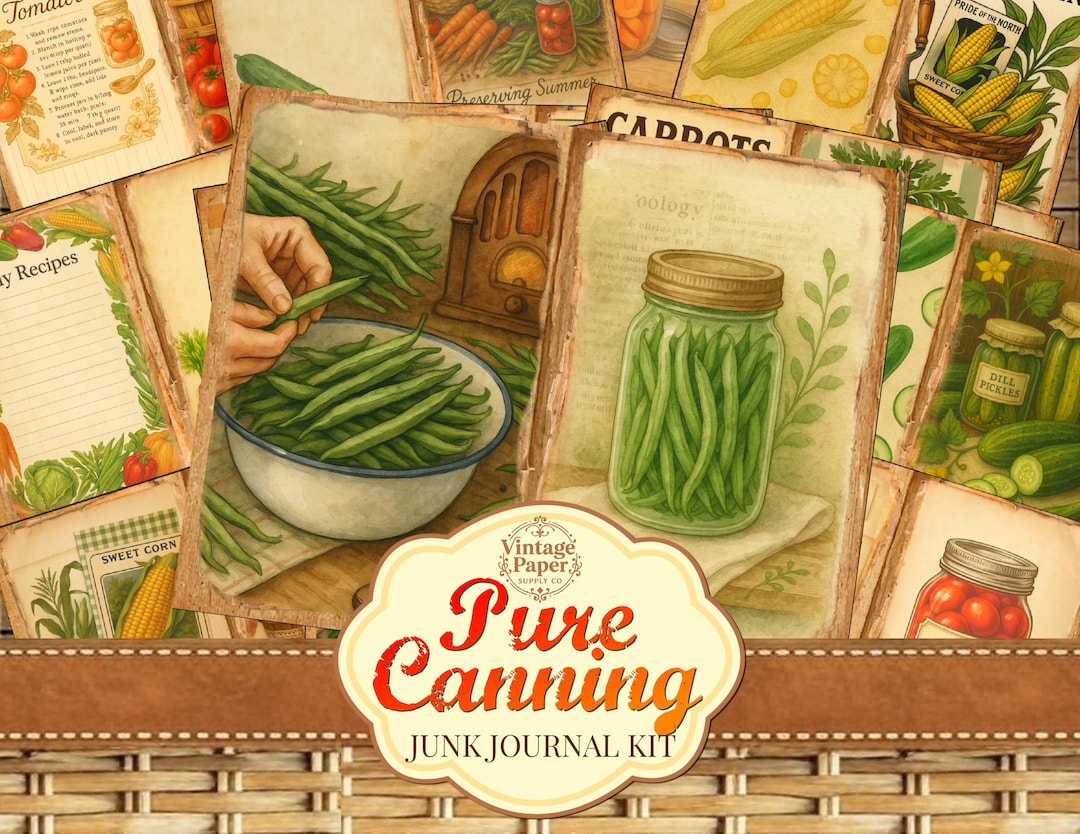 Canning Junk Journal Kit, Printable Junk Journal, Vegetable Ephemera ...