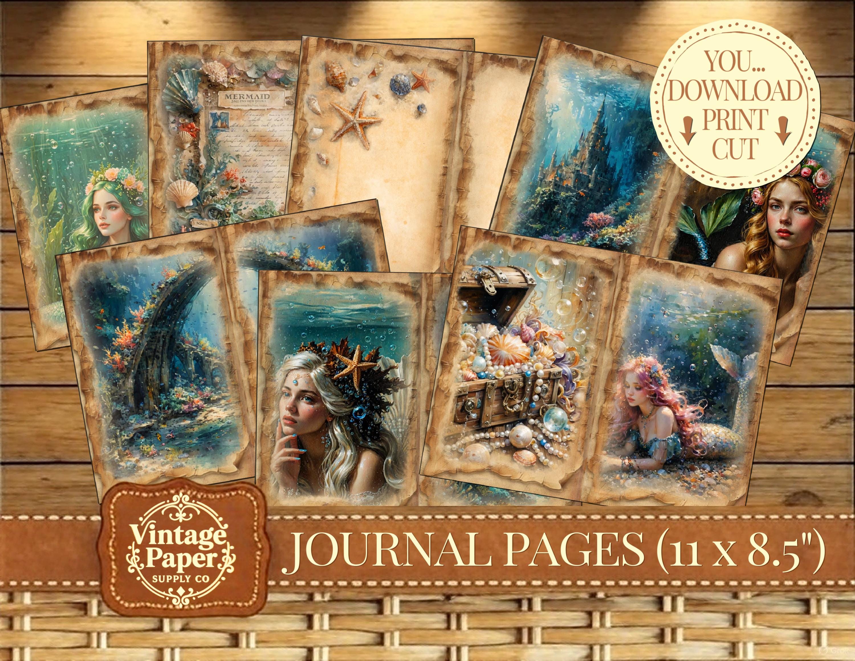 Mermaid Magic Junk Journal Kit, Digital Download, Printable Ephemera ...