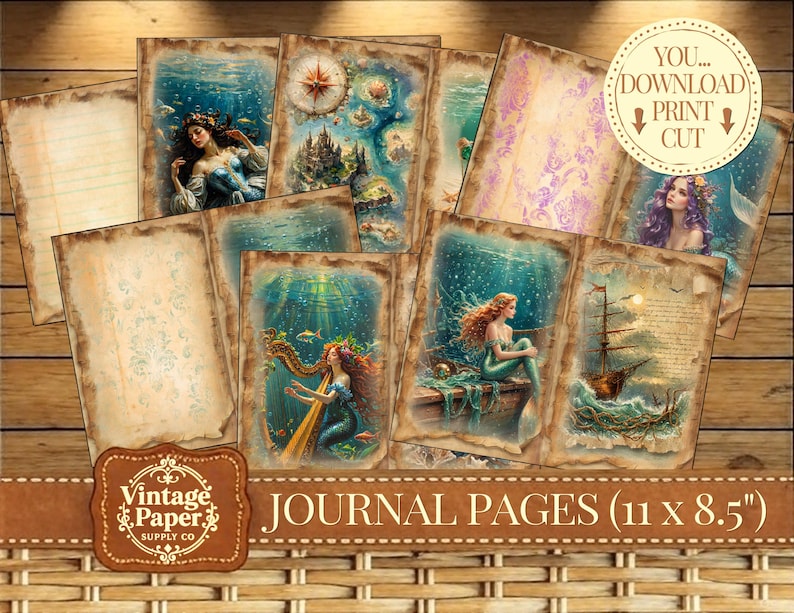 Mermaid Magic Junk Journal Kit, Digital Download, Printable Ephemera ...
