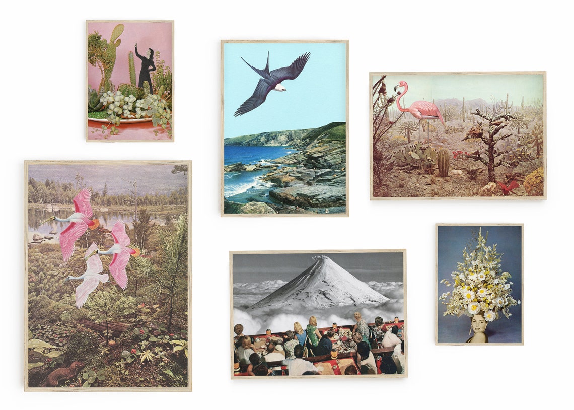 Collage Art Print Volcano Wall Art Prime Location - Etsy