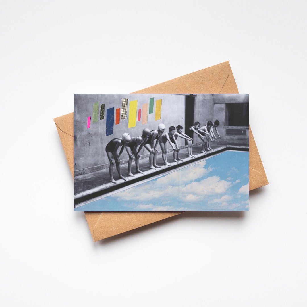 Swimming Pool Greetings Card - Sky Dive - Etsy