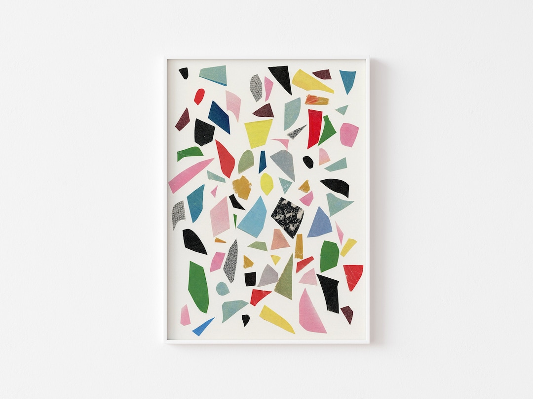 Abstract Wall Art, Terrazzo Decor, Colourful Wall Art - White Terrazzo ...
