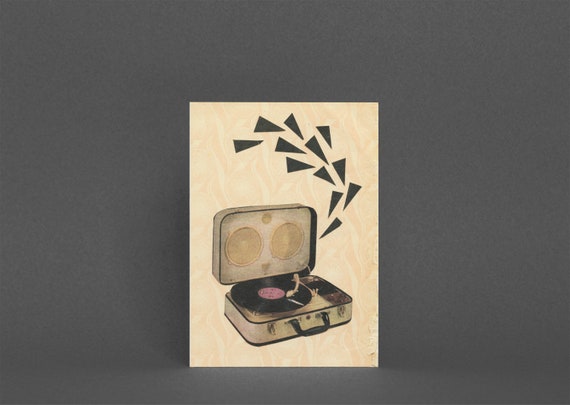 Record Player Card for Music Lover Pop - Etsy