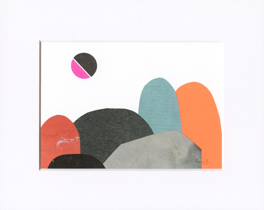 Original Mounted Landscape Collage for 8x10 Frame - Paper Mountains 14 ...
