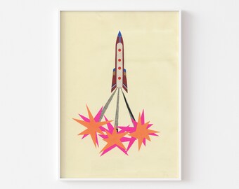 Rockets Art Rocket Print Rocket Poster Space Art Space Poster Outer ...