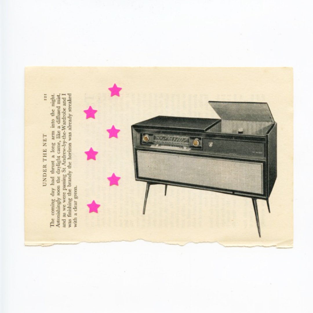 ORIGINAL COLLAGE, Retro Record Player Art - Lounge Disco - Etsy