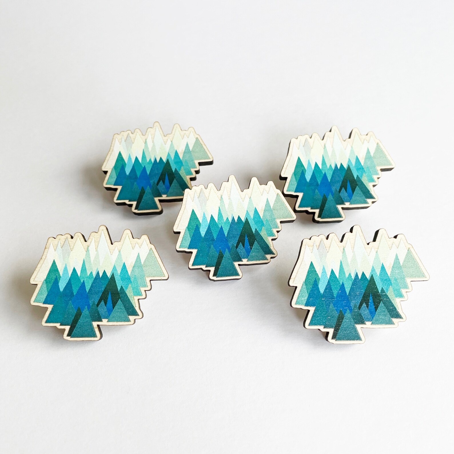 Wood Mountain Pin Abstract Badge Cold Mountain - Etsy