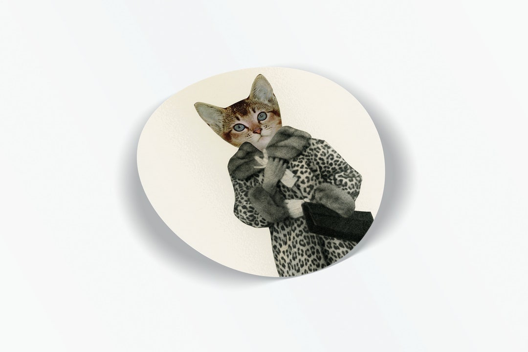 Cat Vinyl Sticker, Anthropomorphic Art Sticker, Device Decal - Kitten ...
