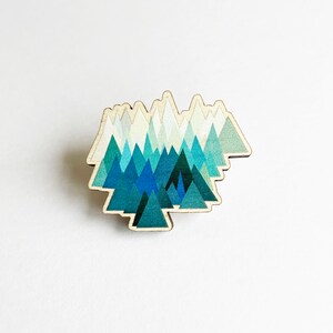Wood Mountain Pin, Abstract Badge Cold Mountain - Etsy
