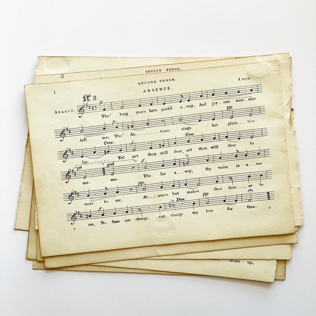 Small Antique Music Sheet Pages for Junk Journal, Pre 1900s, Ephemera ...