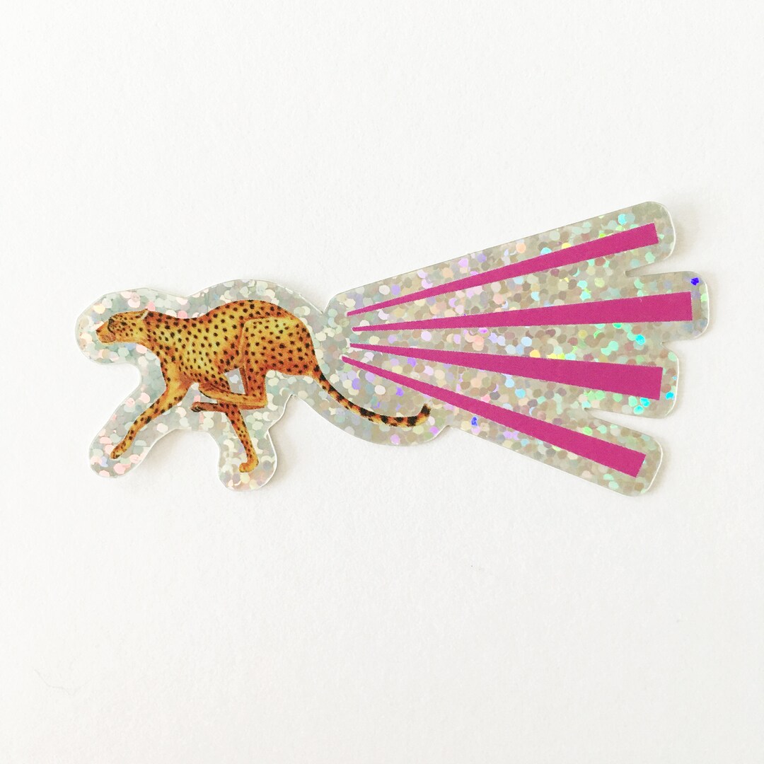 Glitter Big Cat Sticker, Vinyl Sticker, Device Decal - Cheetah - Etsy