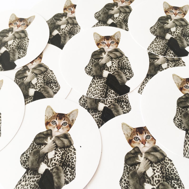 Cat Vinyl Sticker Anthropomorphic Art Sticker Device Decal - Etsy