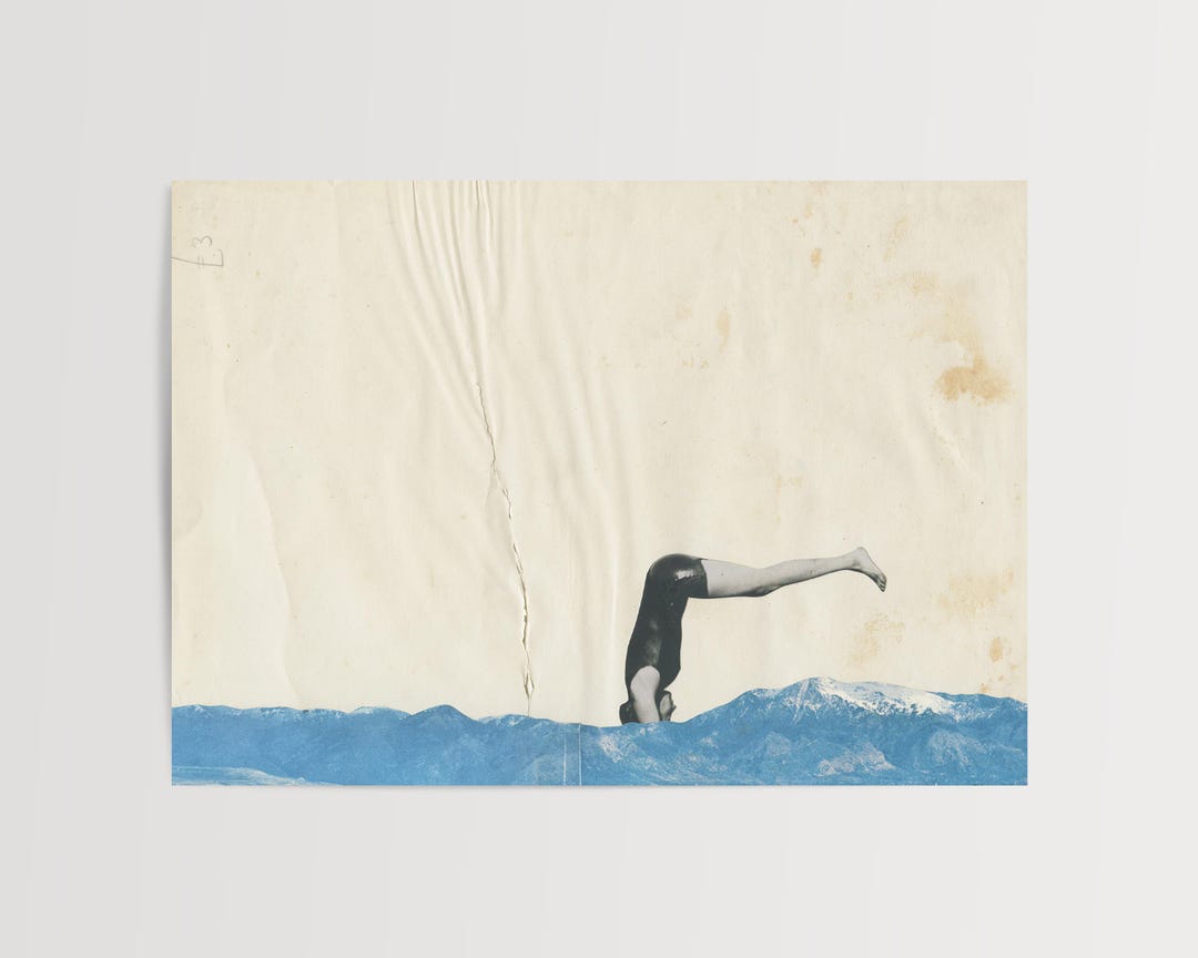 Female Portait Print, Diving Wall Art, Mountain A3 Sale Print - Plunge ...