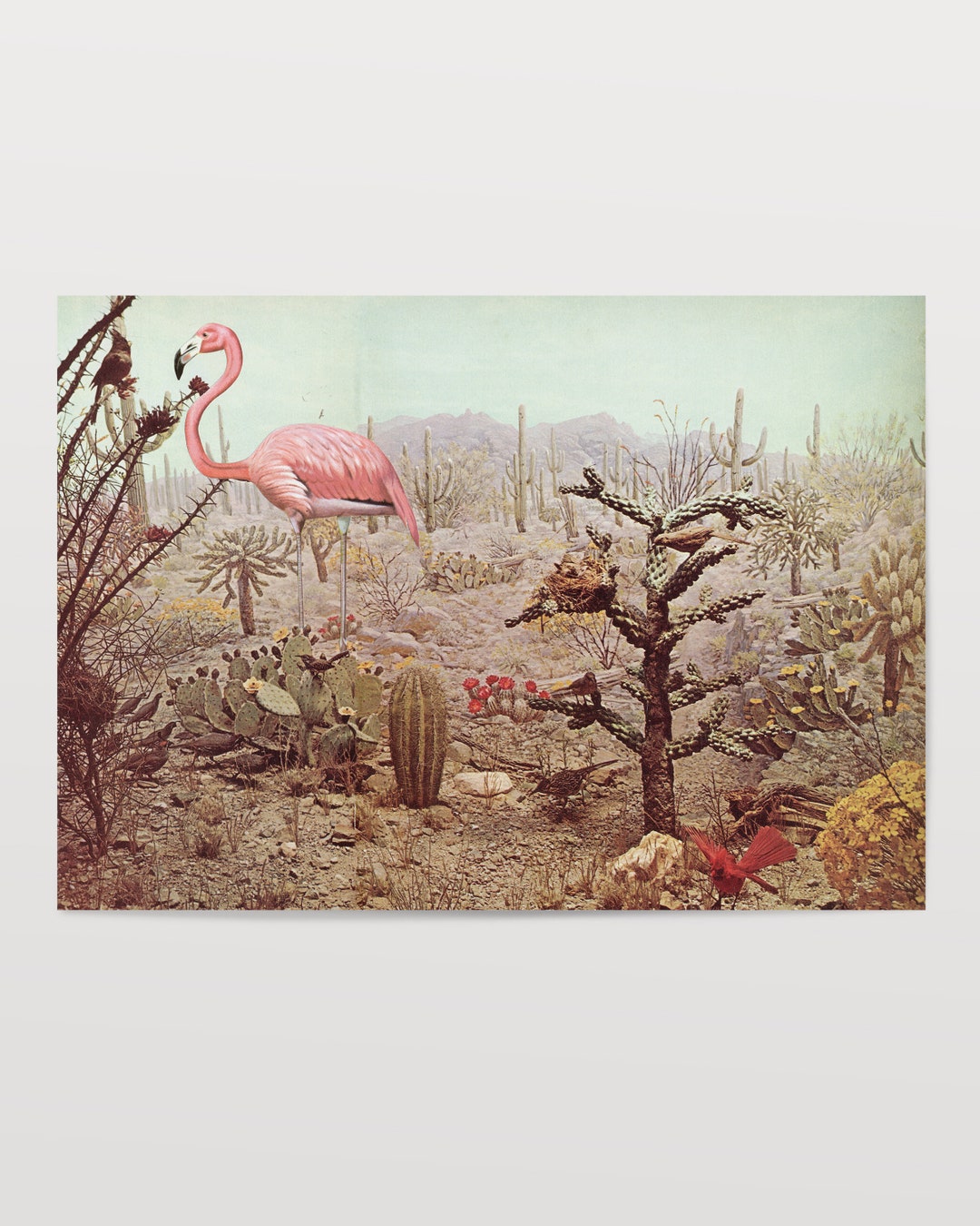 Bird Print for Maximalist, Botanical Flamingo Wall Art, A4 Print Sale ...