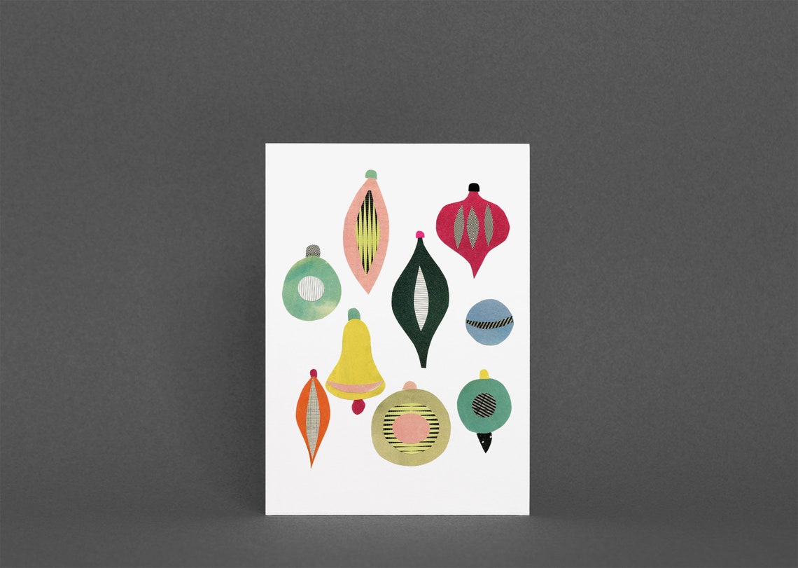 Christmas Card Pack Mid Century Art Blank Greetings Card - Etsy