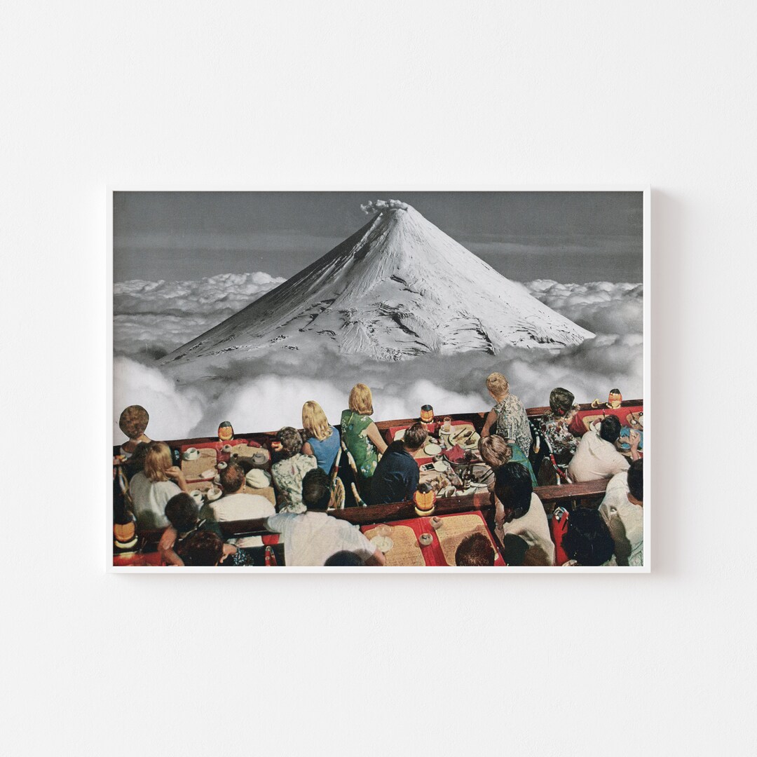 Collage Art Print, Volcano Wall Art - Prime Location - Etsy