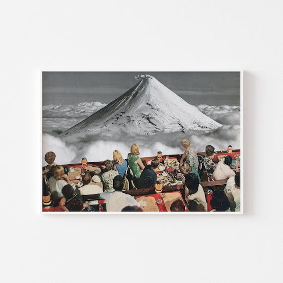 Collage Art Print Volcano Wall Art Prime Location | Etsy