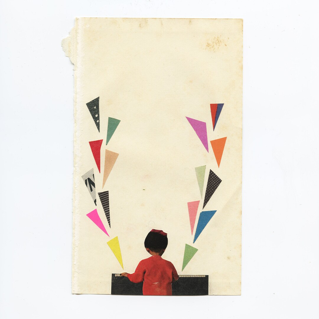 Original Paper Collage. Piano Art on Vintage Book Page - the Power of ...