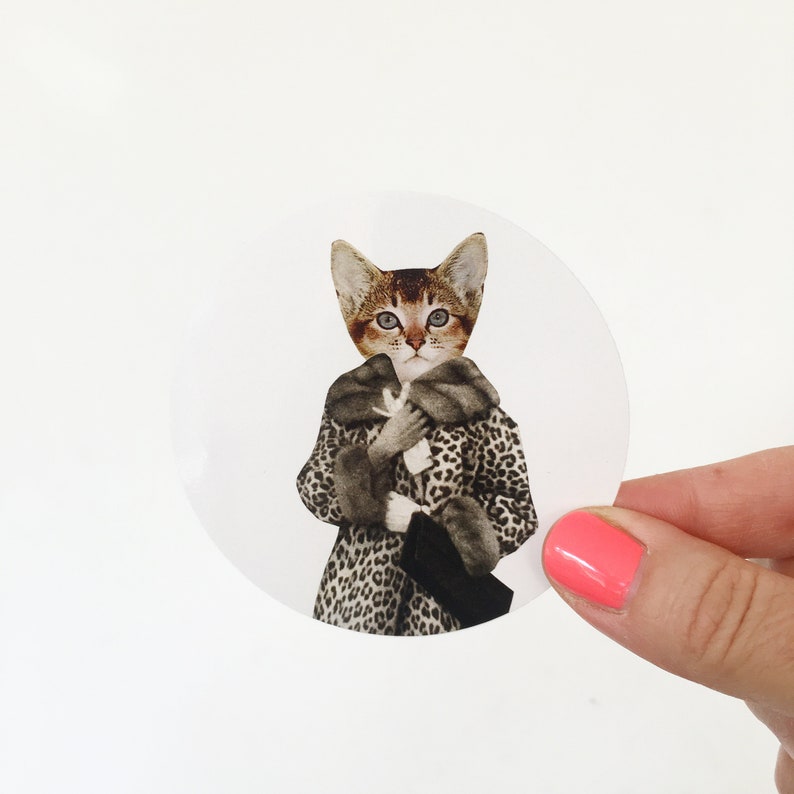 Cat Vinyl Sticker Anthropomorphic Art Sticker Device Decal - Etsy