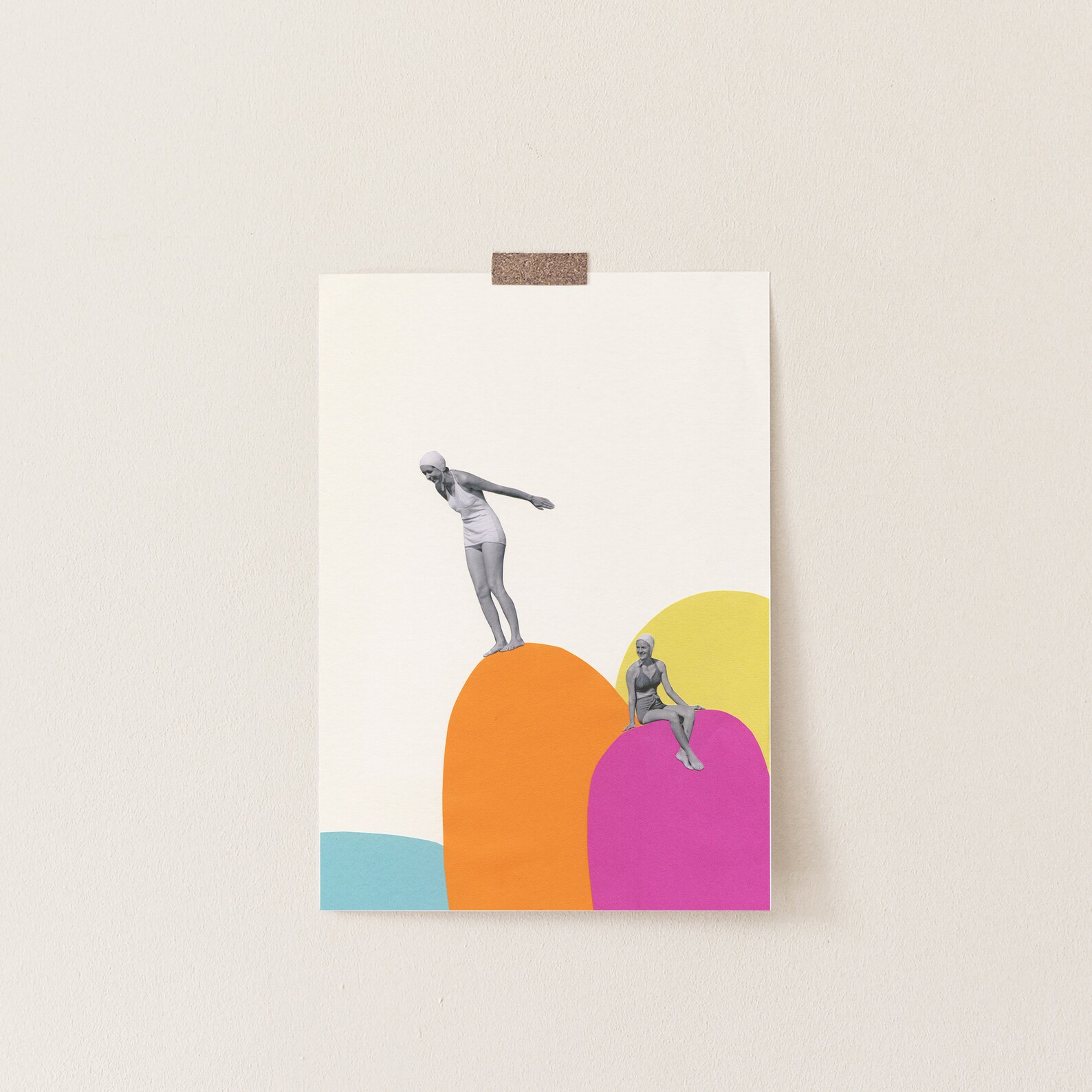 Diving Print, Female Portrait Art, Mid Century Decor - Cliff Diving - Etsy