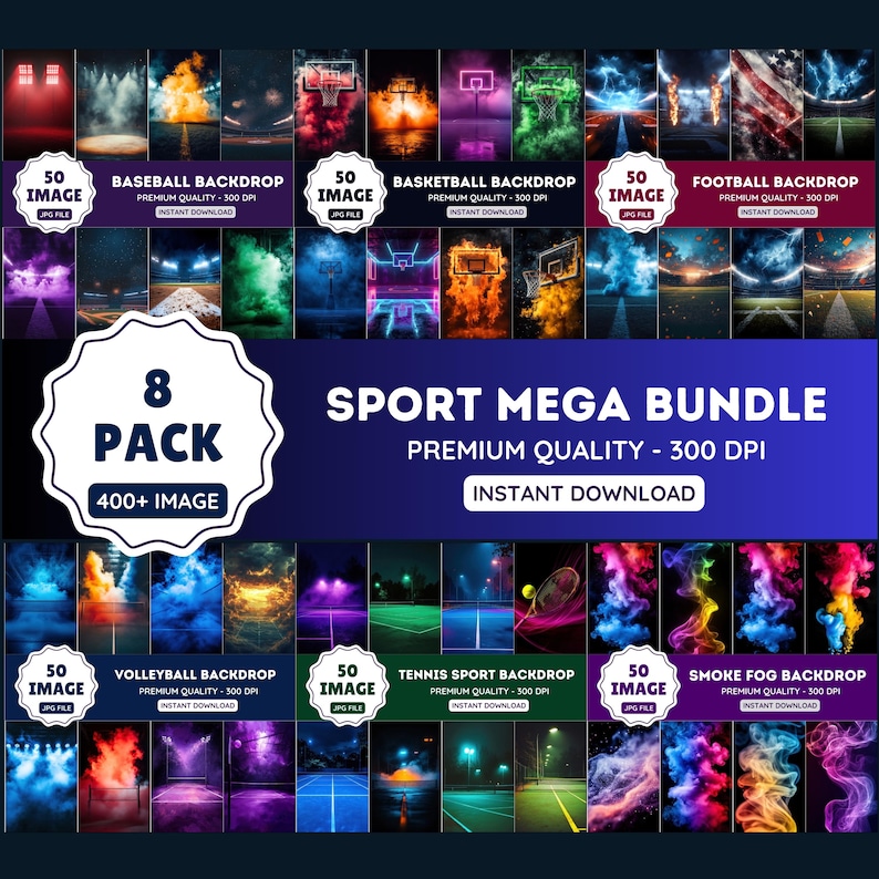 400+ Sports Backgrounds & Overlay Bundle: Smoke Fog Overlays and ...