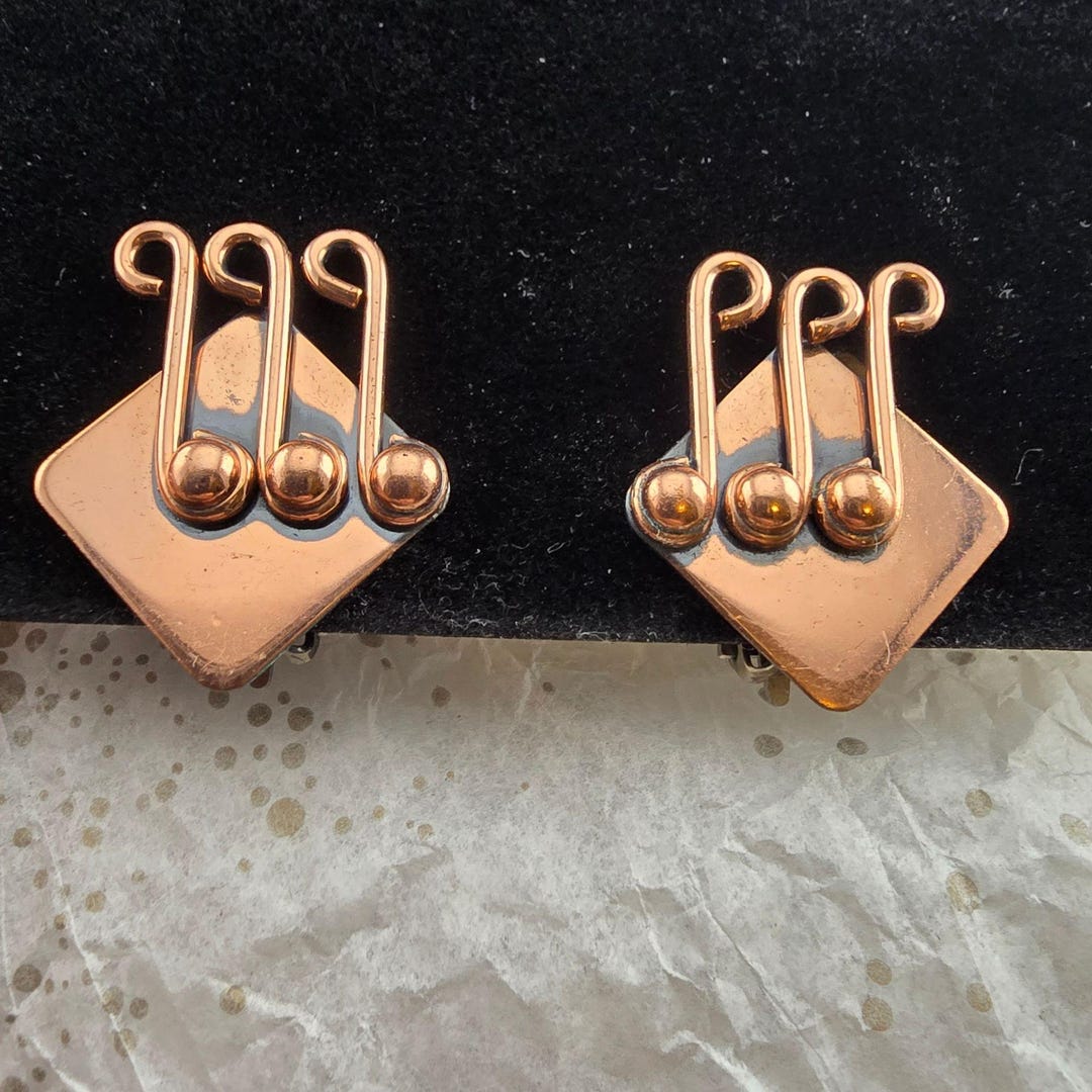 Vintage Renoir Copper 3 Musical Notes Clip-on Earrings - Etsy