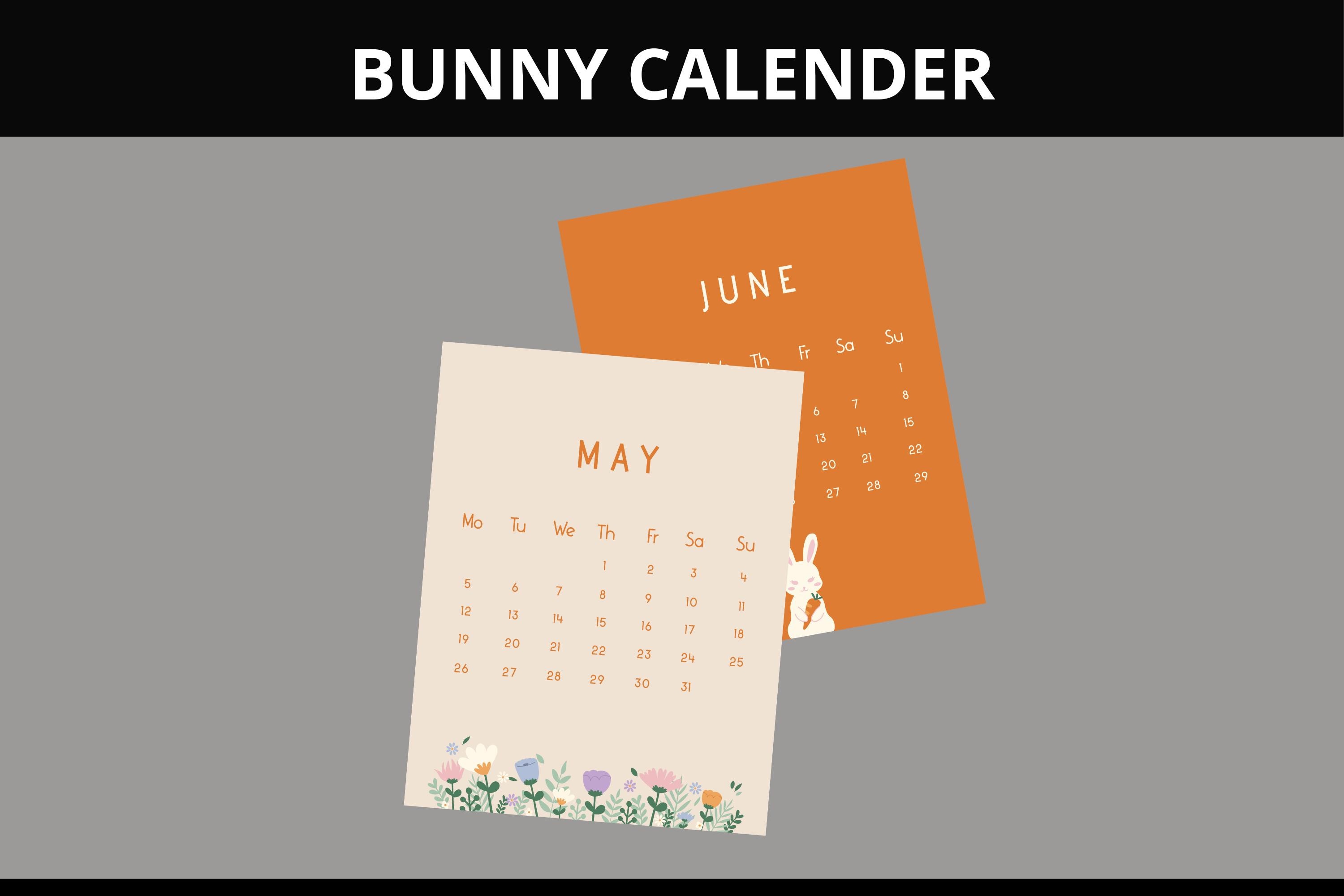 April Calendar Template, Happy Printable, Bunny Calender, Print Planner ...
