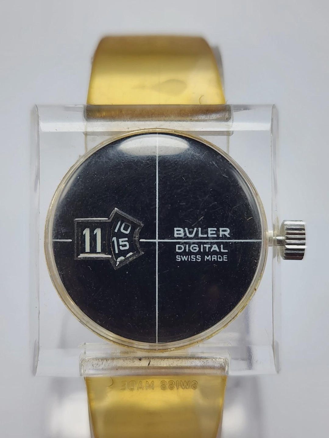 1970s Vintage Buler Jump Hour Watch All Acrylic Case Transparent ...