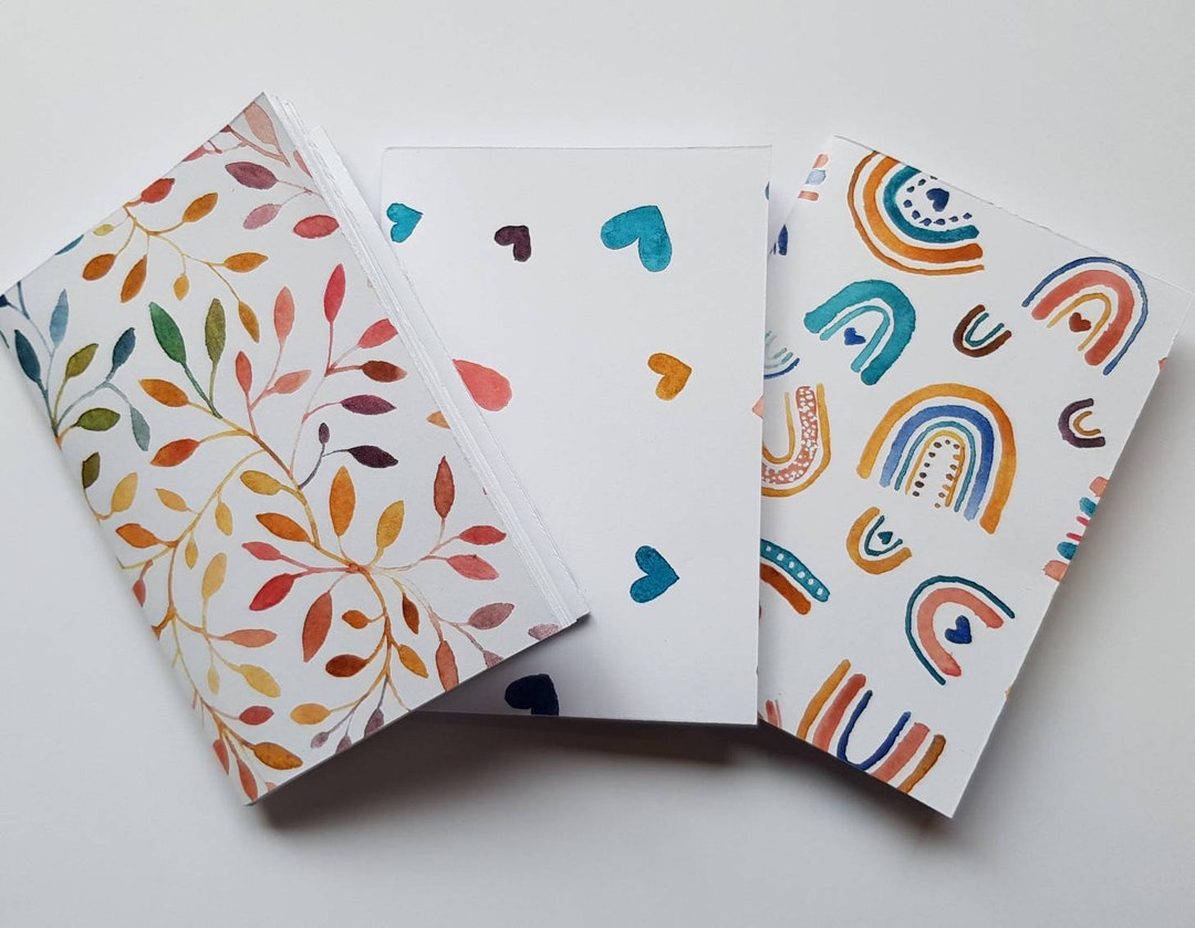 Small Notebook Pack (3) With Watercolour Designs 160 Gsm Cover for ...