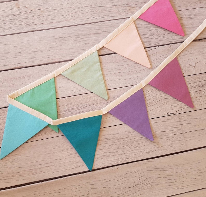 Rainbow Pastel Bunting - Colourful Wall Hanging - Flags Banner ...