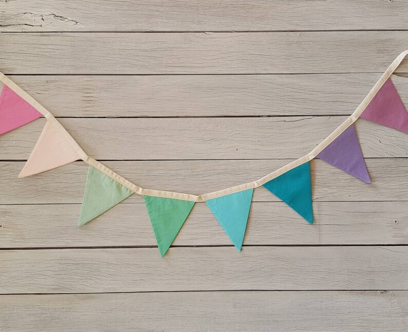 Rainbow Pastel Bunting - Colourful Wall Hanging - Flags Banner ...