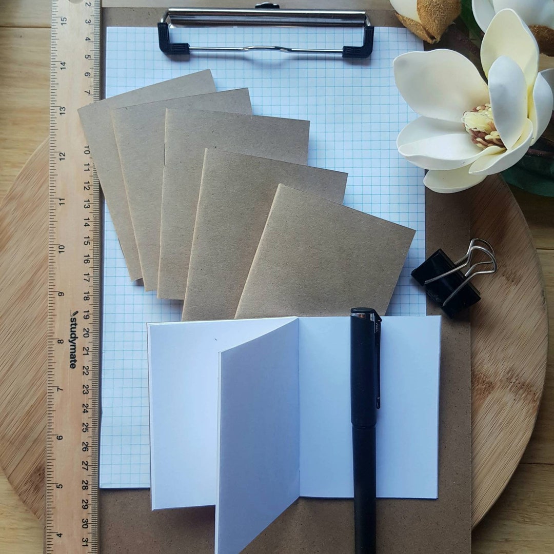 Pack of 6 Small Handmade Notebooks Kraft Recycled Card Covers for ...