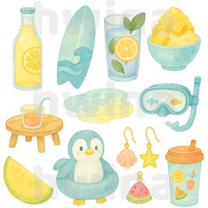 Summer Fresh Clipart Set – 38 Watercolor Pngs - Etsy
