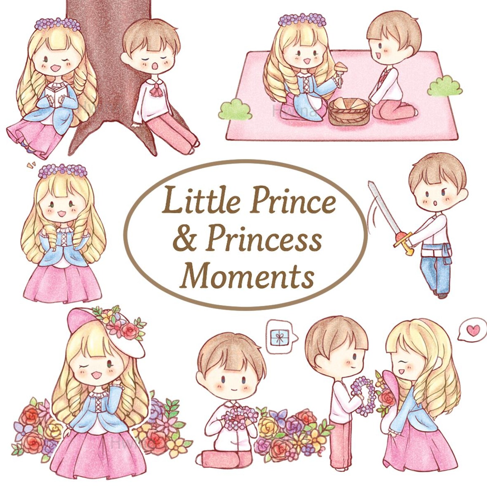 Printable Couple Stickers – Little Prince and Princess Moments PNG ...