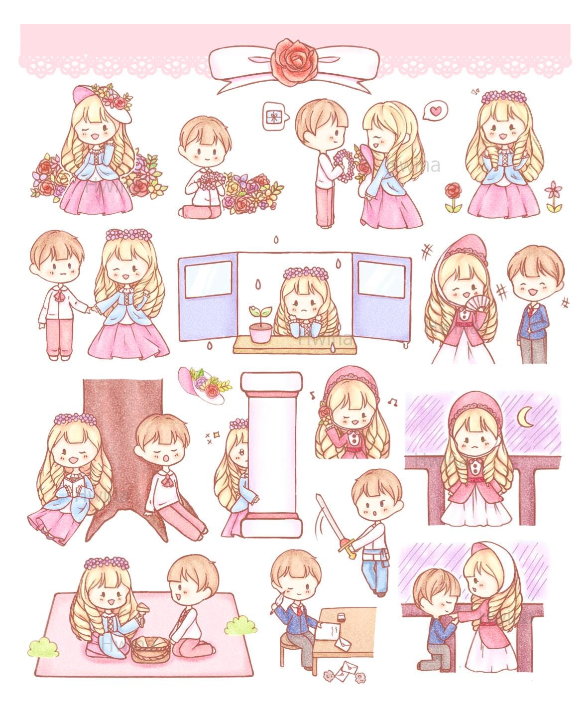 Printable Couple Stickers – Little Prince and Princess Moments PNG ...
