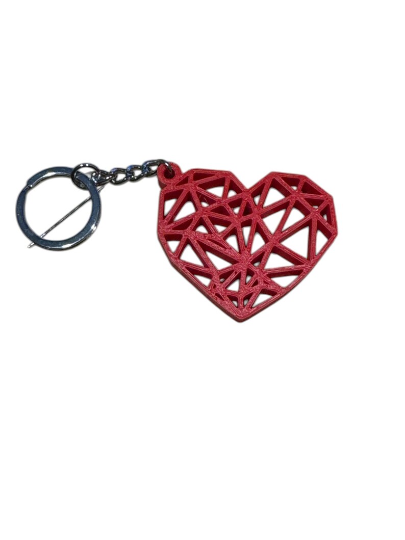 Geometric Heart Keychain – 3D Printed Valentine Gift | Minimal Love ...
