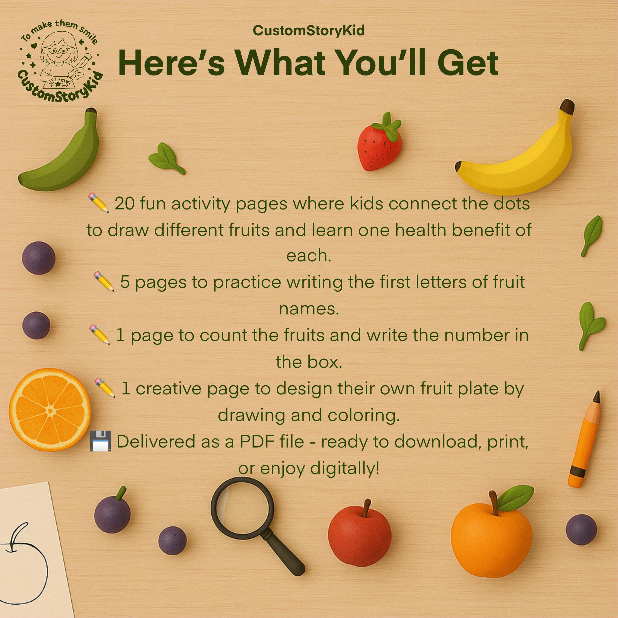 Fruit Dot to Dot Activity Book for Kids | Fun-educational Printable PDF ...