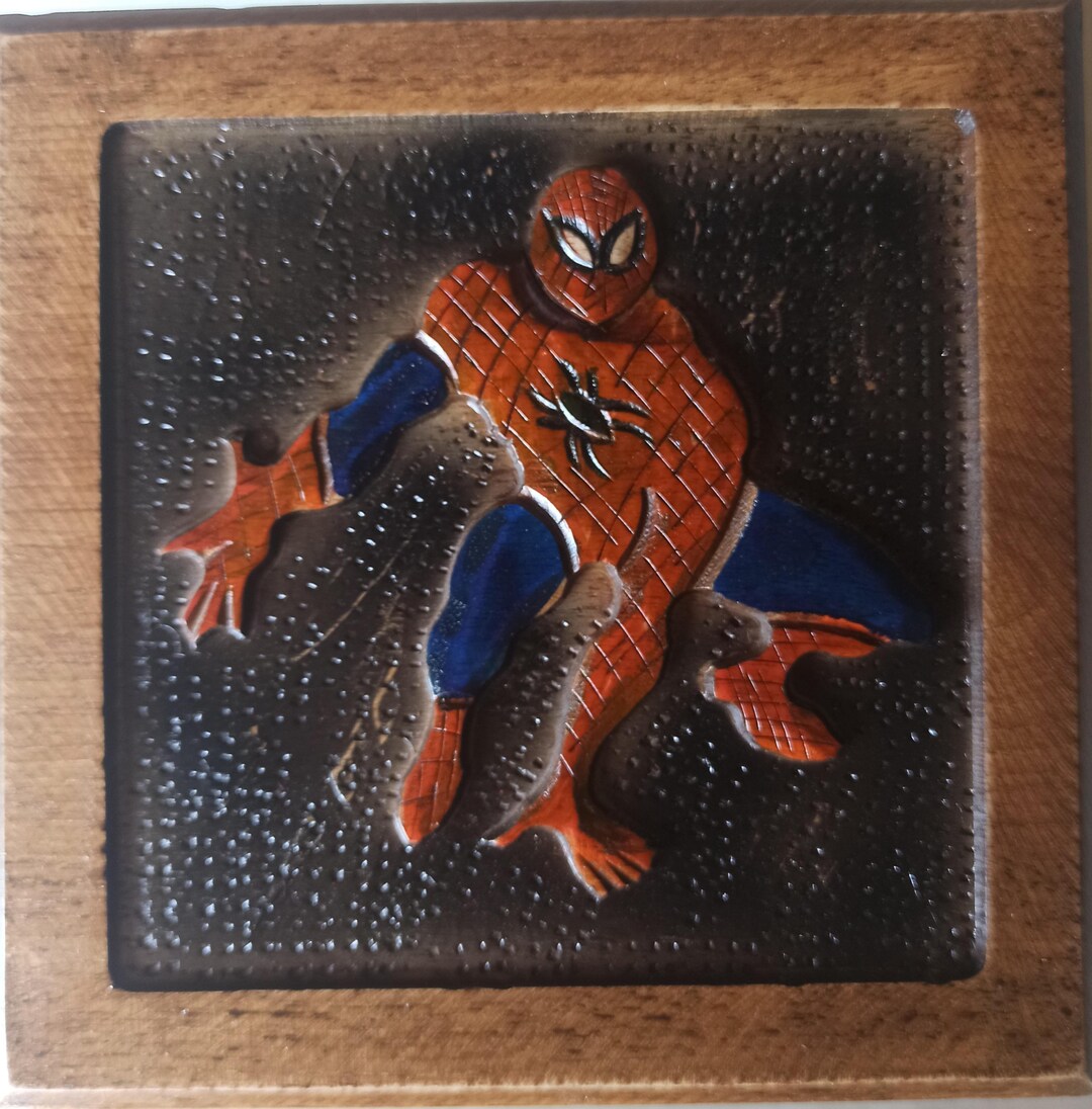 Handmade Spider-man Walnut Keepsake Box: Secret Lock, Velvet Interior ...