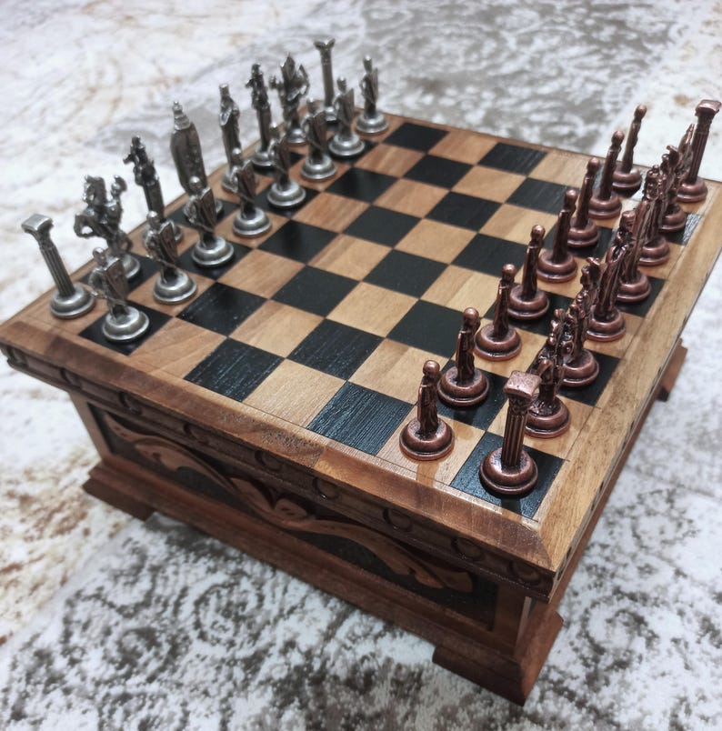 Handmade Walnut Wooden Chess Box With Secret Key Lock - Puzzle Gift - Etsy