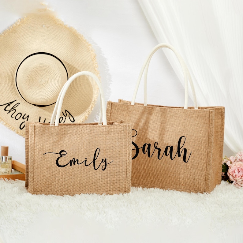 Personalized Tote Gift Bag, Custom Beach Bags, Bridesmaid Bag, Wedding ...
